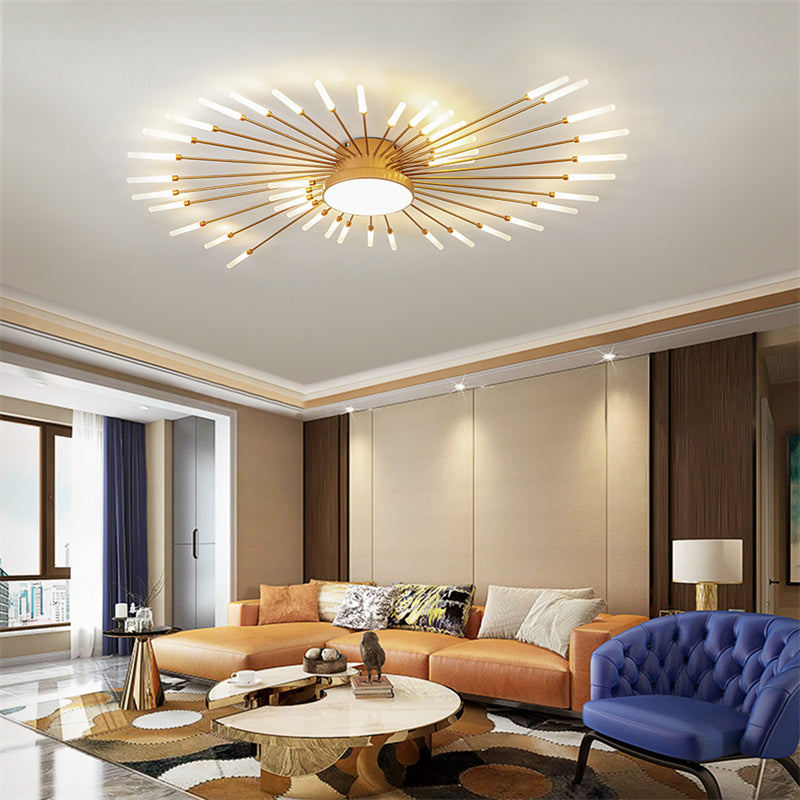 Modern Firework Ceiling Light LED Semi Flush With Magic Wand